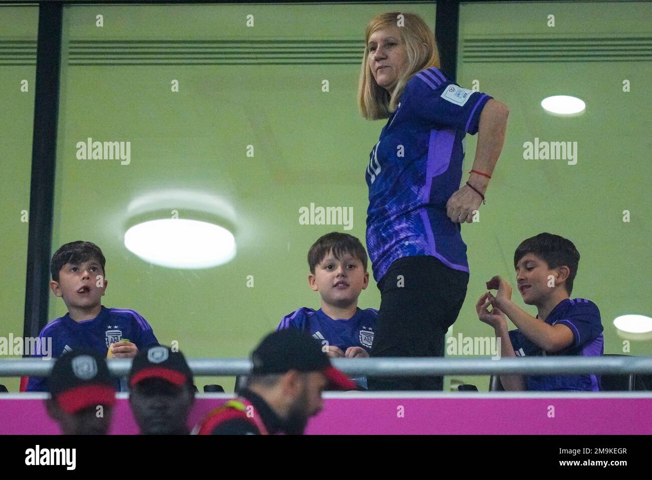 Argentina's Lionel Messi's sons wait in the stands ahead of the World ...