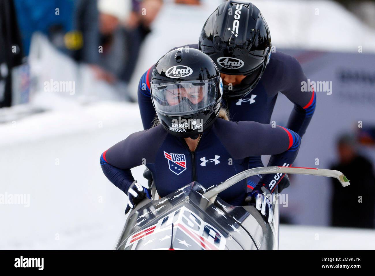 Driver Riley Compton, front, and Jestena Mattson of the United State ...