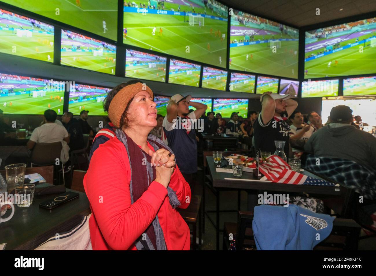Soccer fan Karla Rosales watches at a watch party for the Qatar 2022 ...