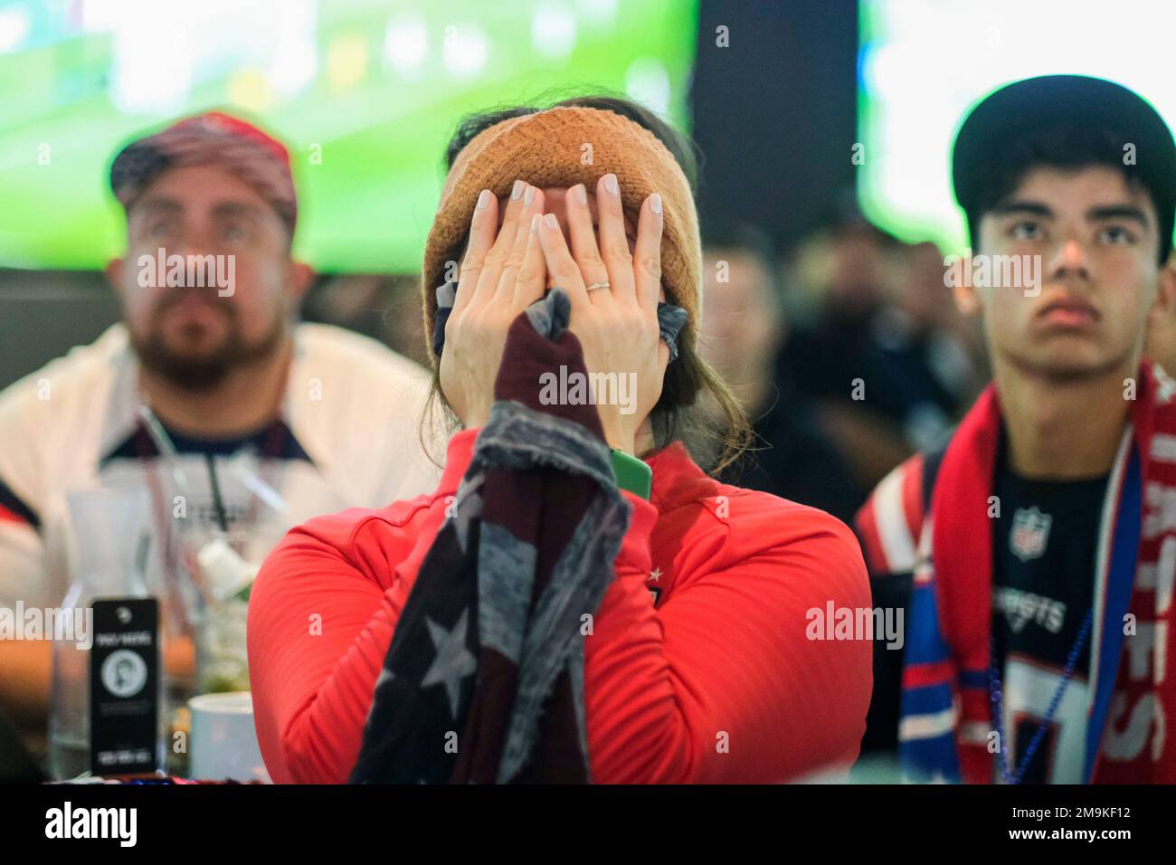 Soccer fan Karla Rosales reacts at a watch party for the Qatar 2022 ...