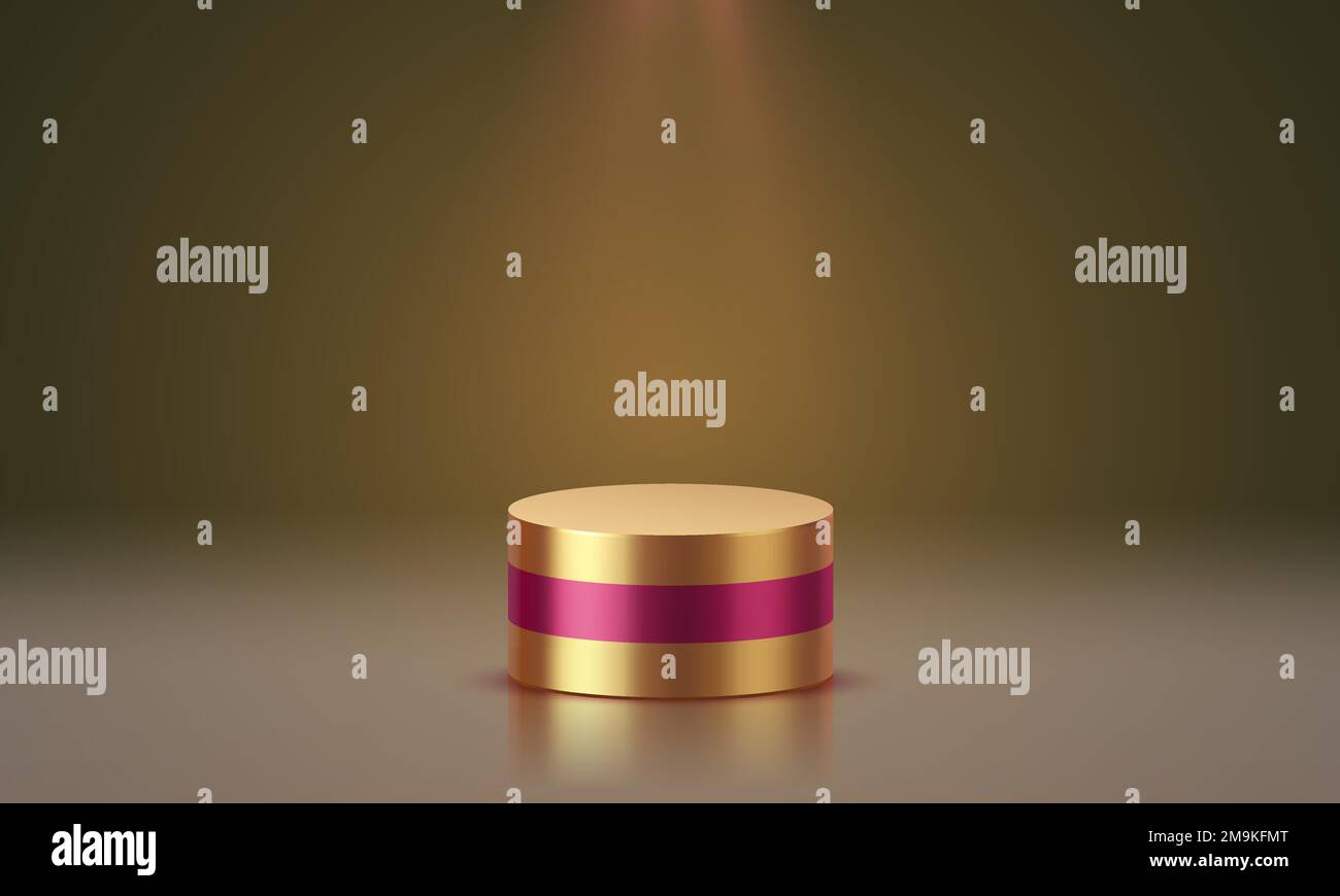 Golden podium with lighting, Stage Podium Scene with for Award, Decor ...