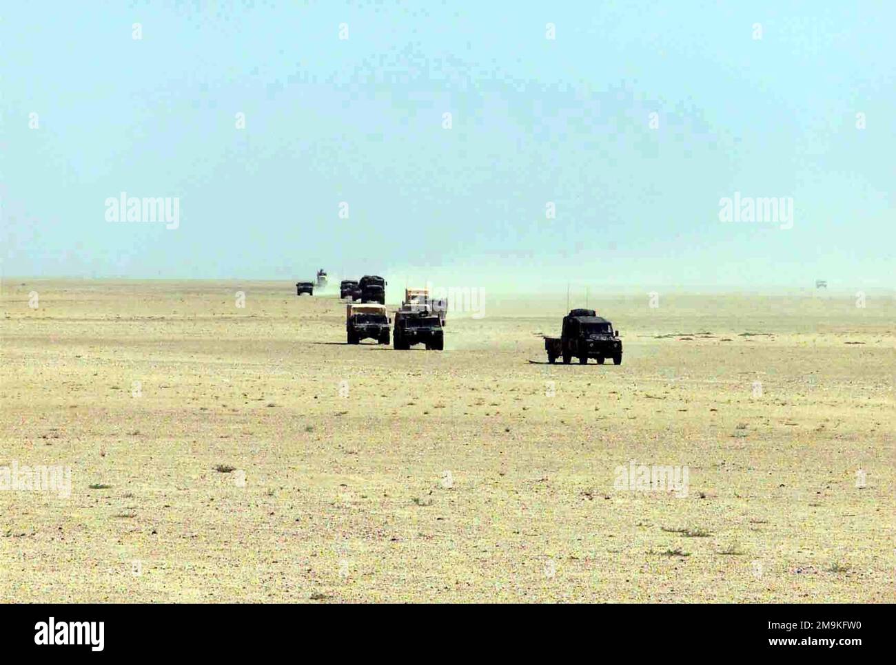US Marine Corps (USMC) convoy stretches to the horizon during the ...