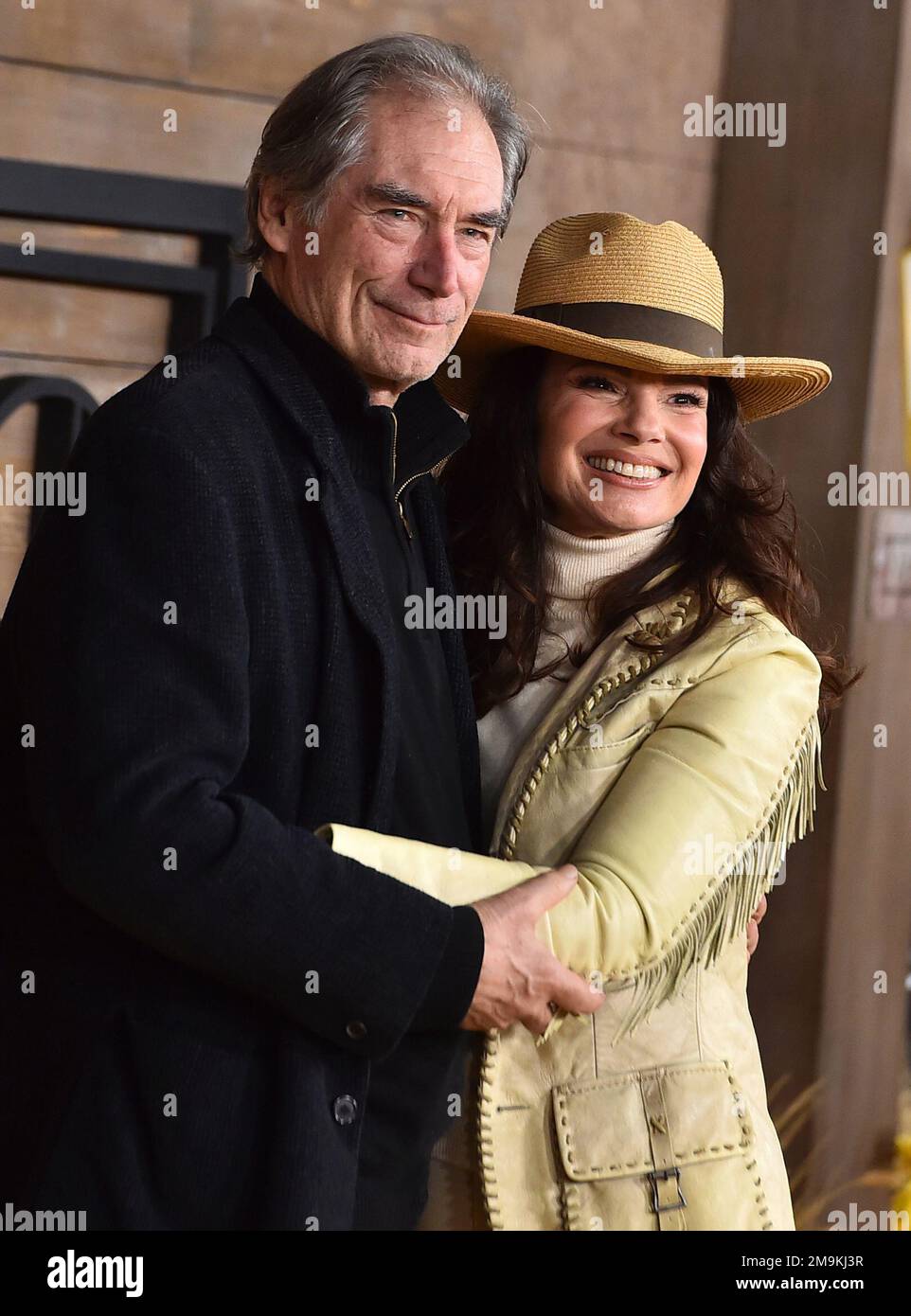 Timothy Dalton, left, and Fran Drescher arrive at the Los Angeles ...