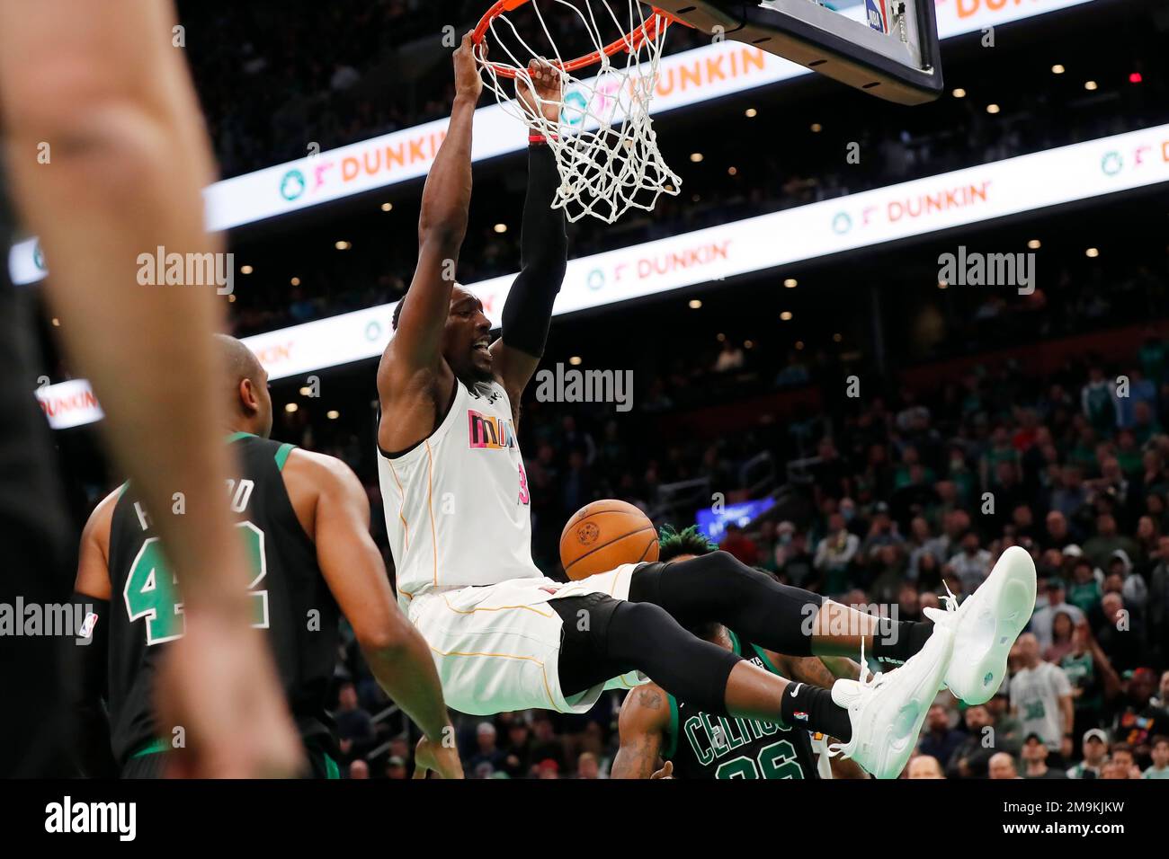 Miami Heat's Bam Adebayo (13) dunks during the second half of an NBA ...