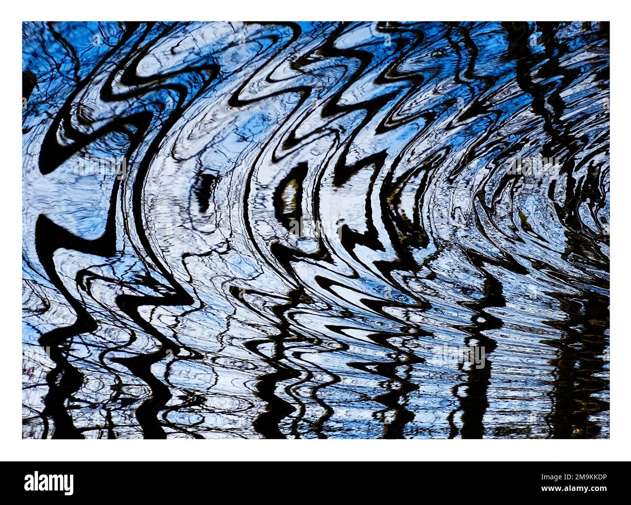 Abstract photograph of blue ripples and reflections in water Stock ...