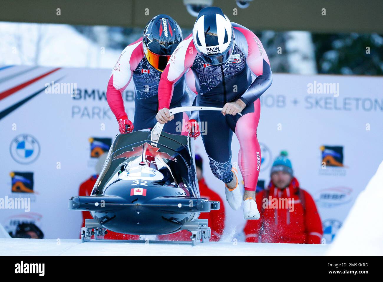Driver Taylor Austin, front, and Cyrus Gray, of Canada, compete in the ...