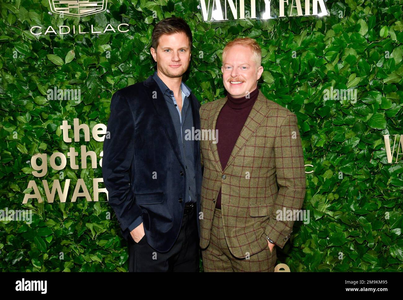 Michael Oberholtzer, left, and Jesse Tyler Ferguson attend the Gotham ...
