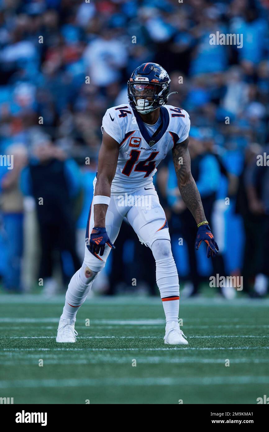 Denver Broncos wide receiver Courtland Sutton (14) lines up on offense ...