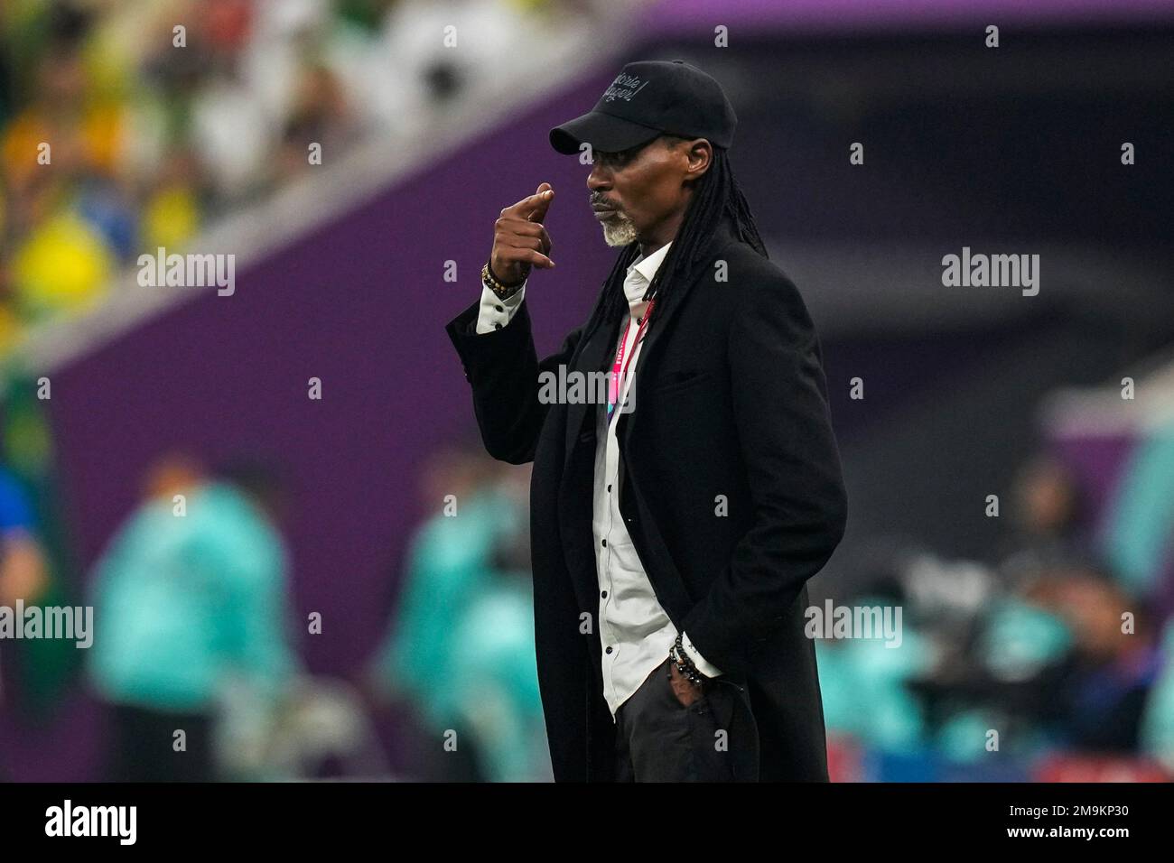 Cameroon's head coach Rigobert Song follows the action during the World ...