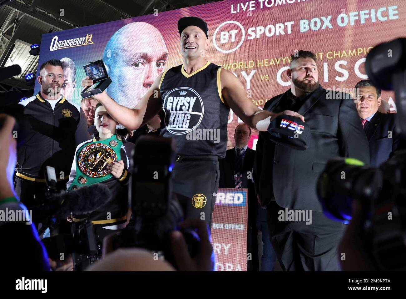Boxer Tyson Fury the WBC heavyweight champion poses for the cameras ...
