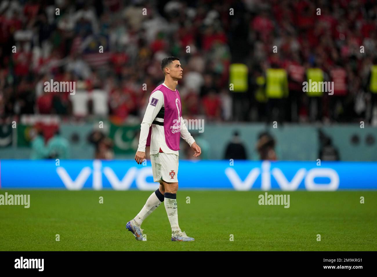 Portugal's Cristiano Ronaldo walks the pitch at the end of the World ...