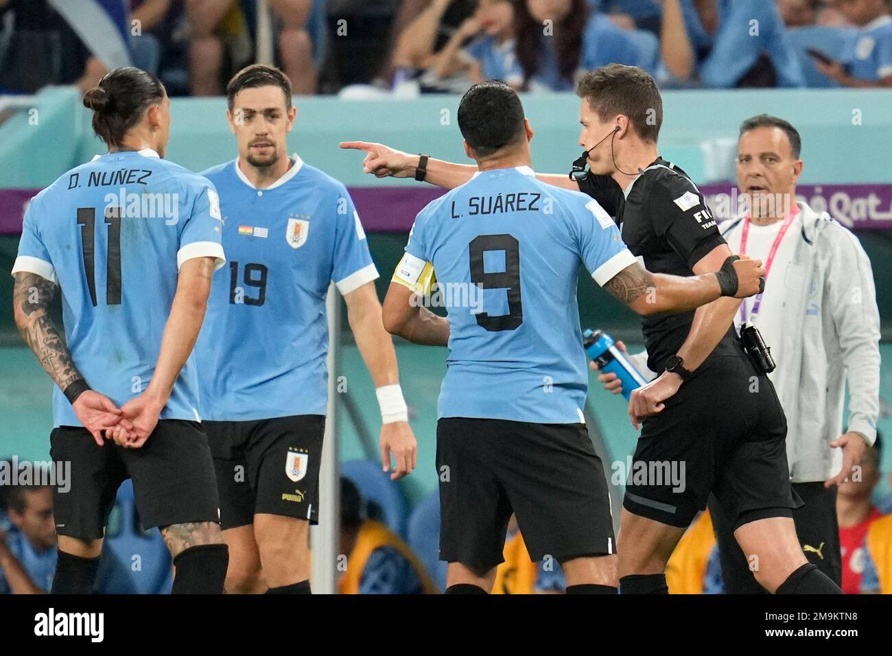 Referee Daniel Siebert, of Germany, awards a penalty to Ghana during ...