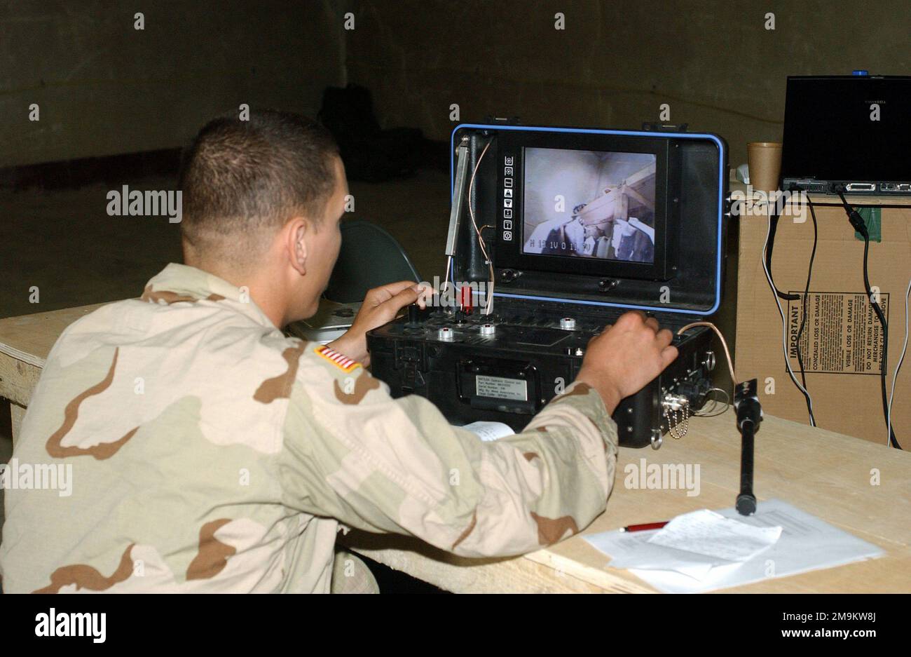 A US Army (USA) soldier assigned to "C" Company, 27th Engineers ...