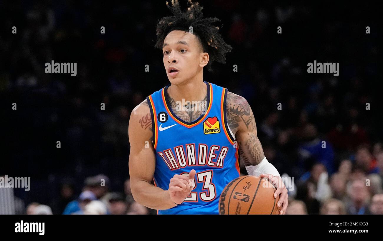 Oklahoma City Thunder guard Tre Mann (23) during an NBA basketball game ...