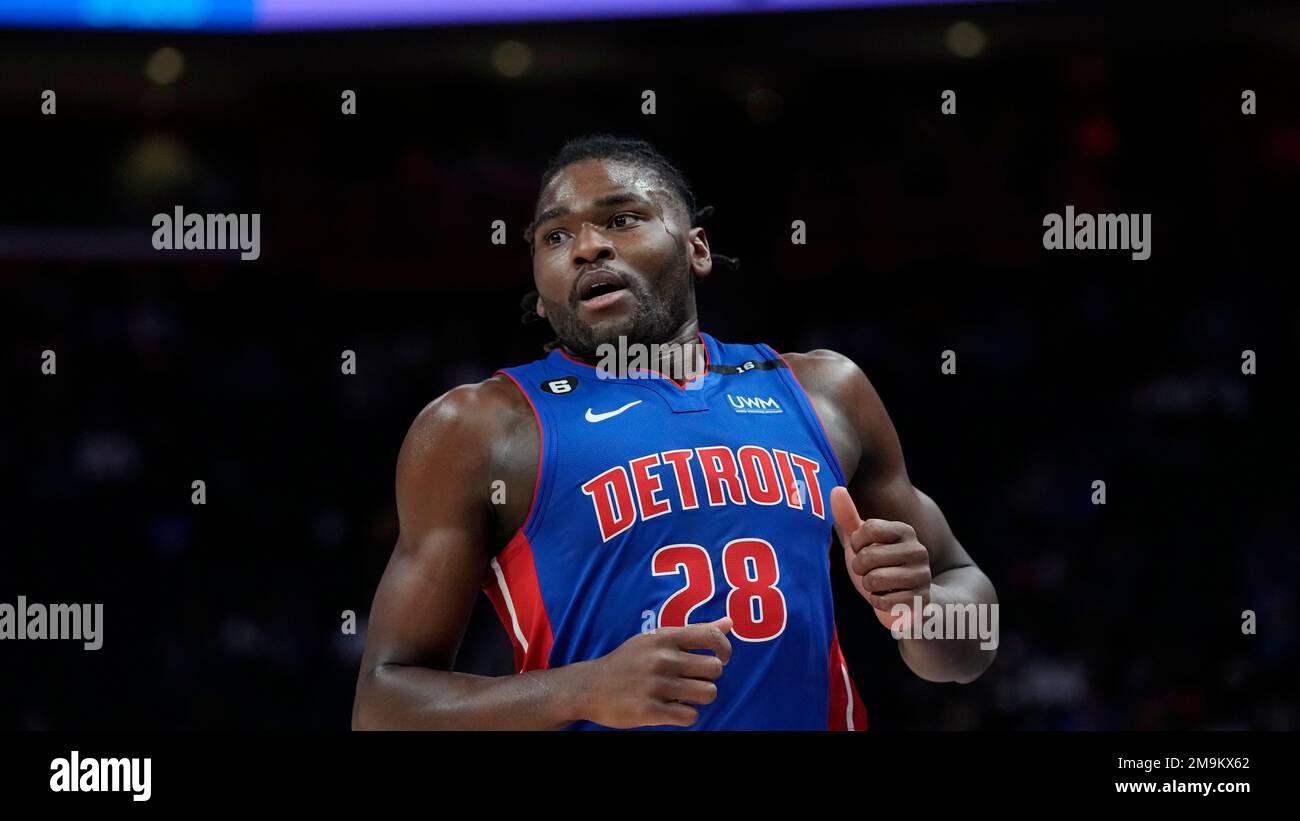 Detroit Pistons center Isaiah Stewart plays during the first half of an ...