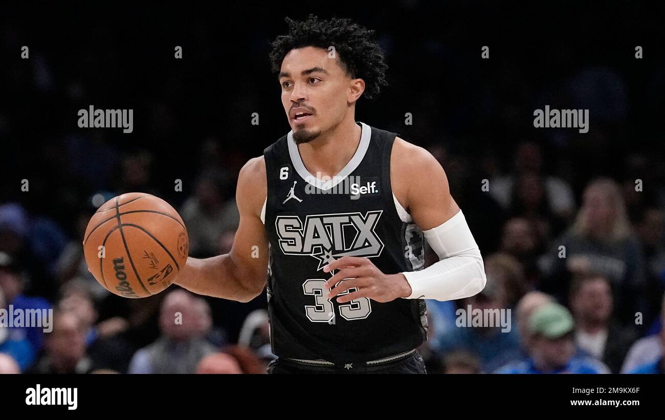 San Antonio Spurs guard Tre Jones (33) during an NBA basketball game ...