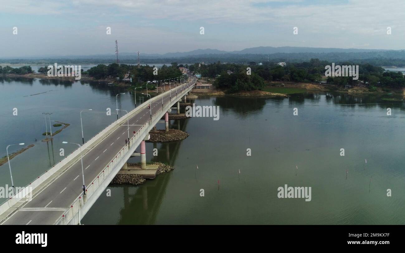 A newly constructed Naniarchar bridge is seen in Rangamati district of ...