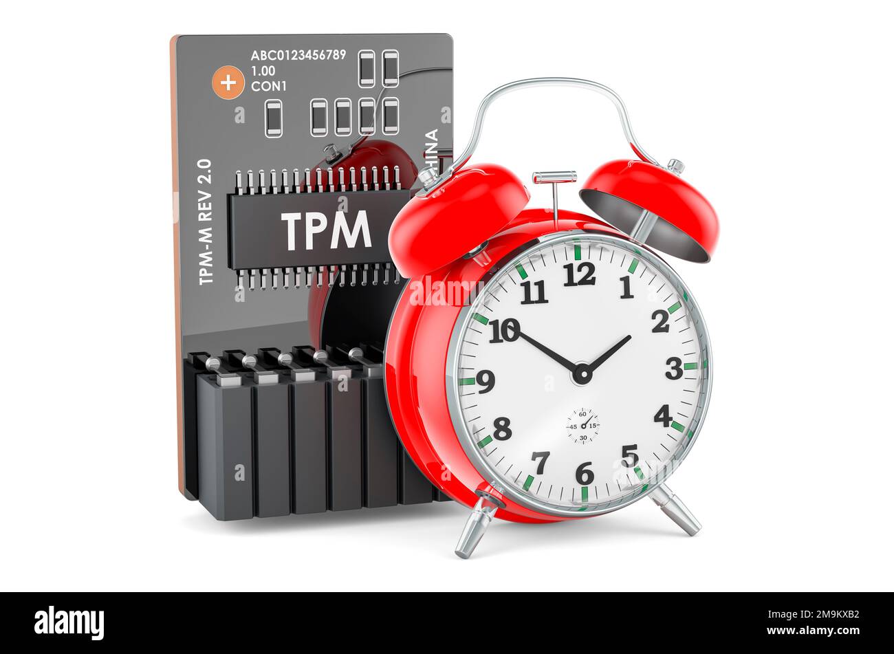 Trusted Platform Module, TPM with alarm clock. 3D rendering isolated on white background Stock ...