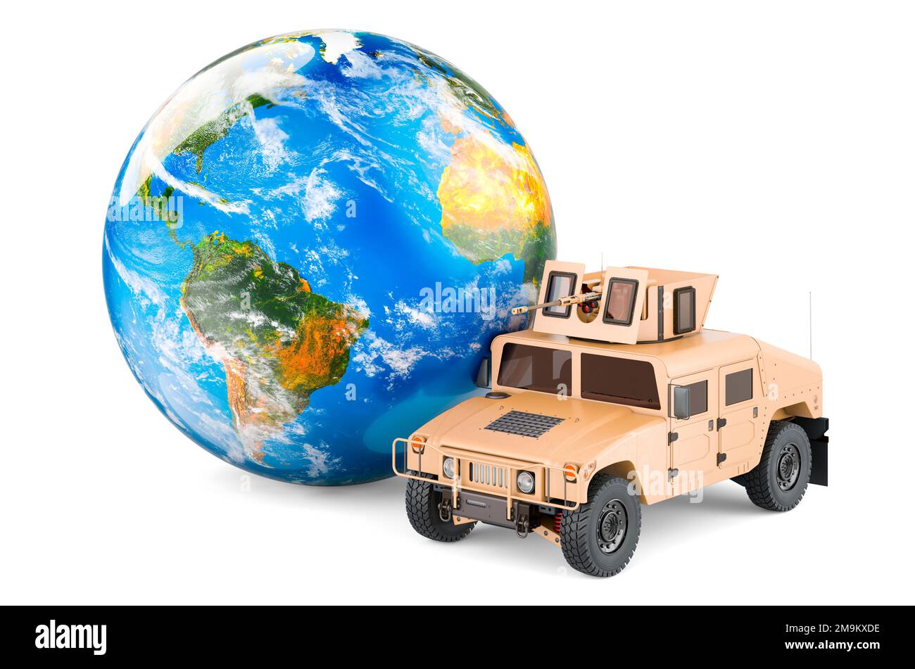 High Mobility Multipurpose Wheeled Vehicle with Earth Globe, 3D ...