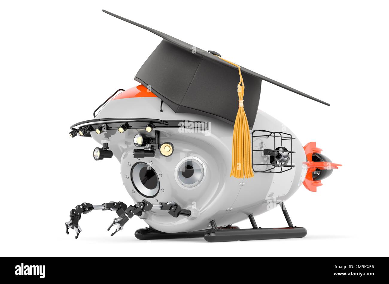 Bathyscaphe with education hat. 3D rendering isolated on white ...
