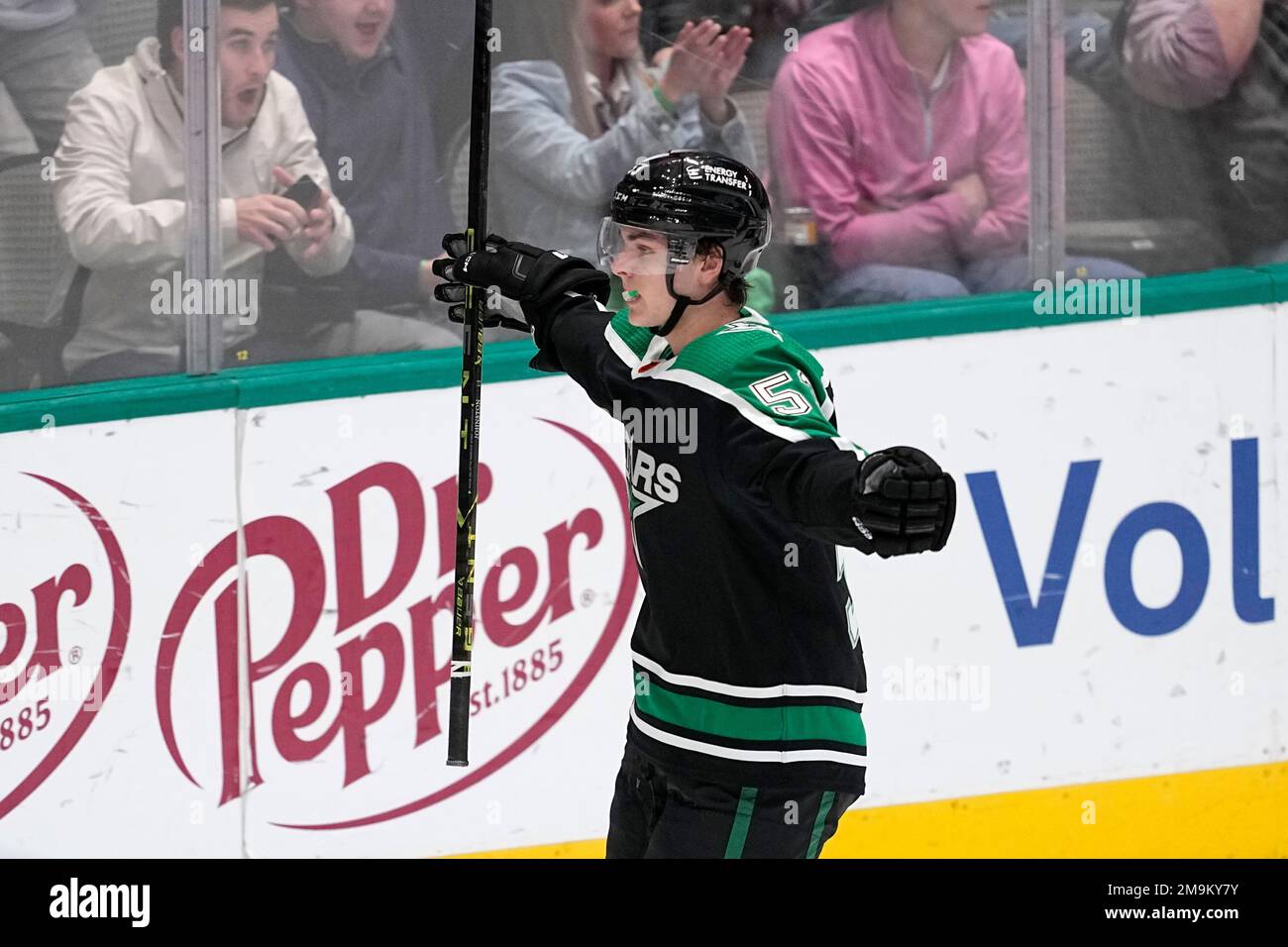 Dallas Stars center Wyatt Johnston celebrates scoring against the ...