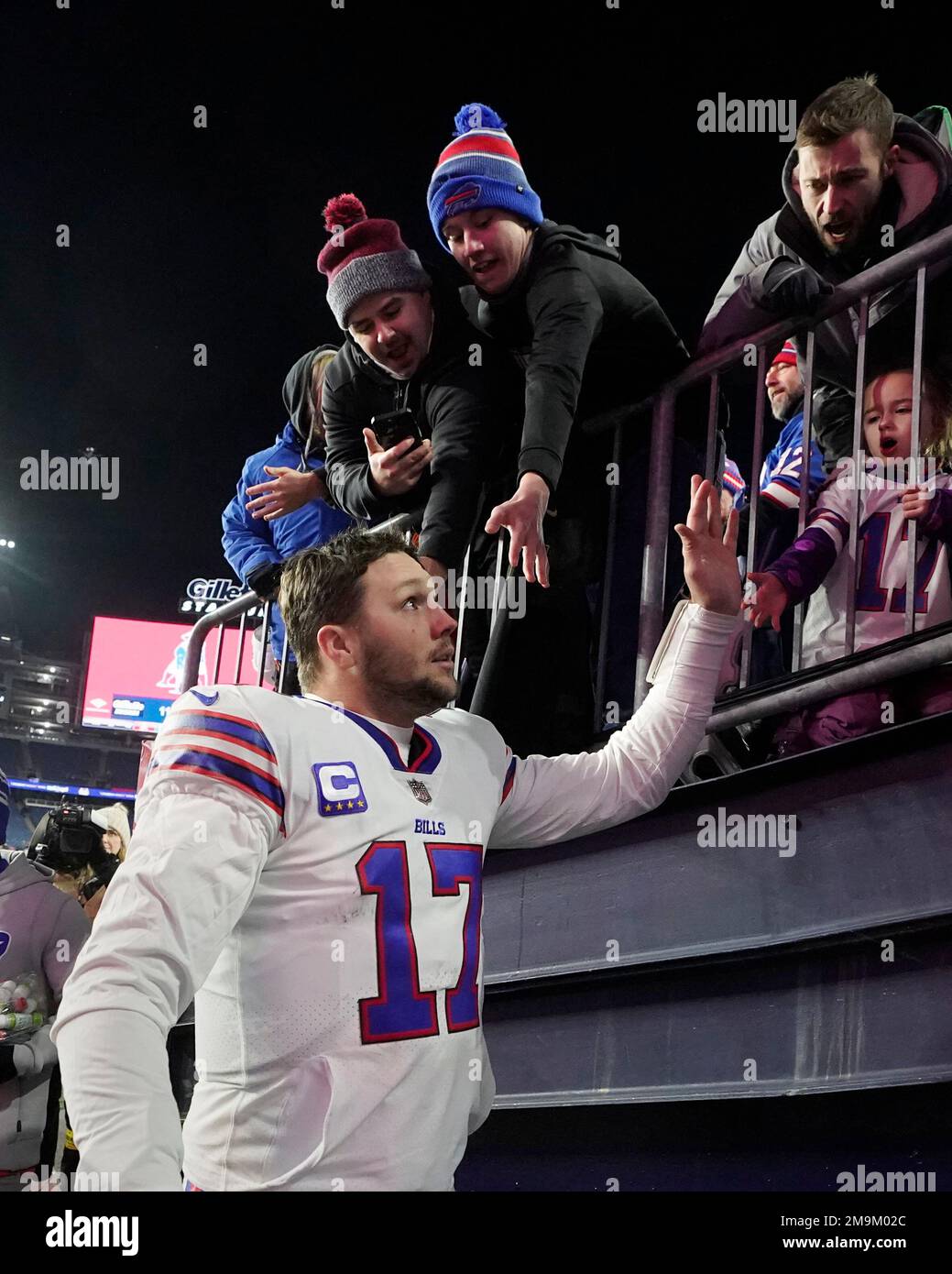 Buffalo Bills quarterback Josh Allen (17) celebrates with fans after ...