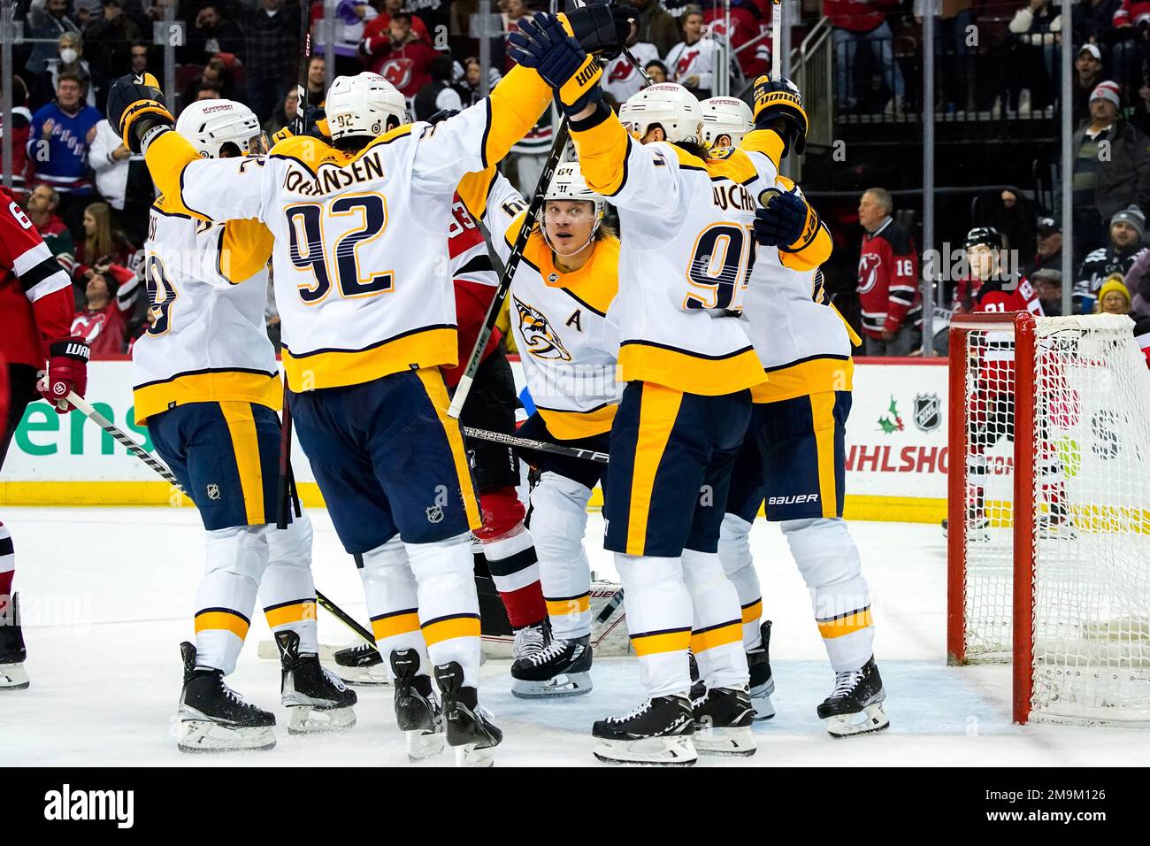 Nashville Predators center Mikael Granlund (64), center Ryan Johansen ...