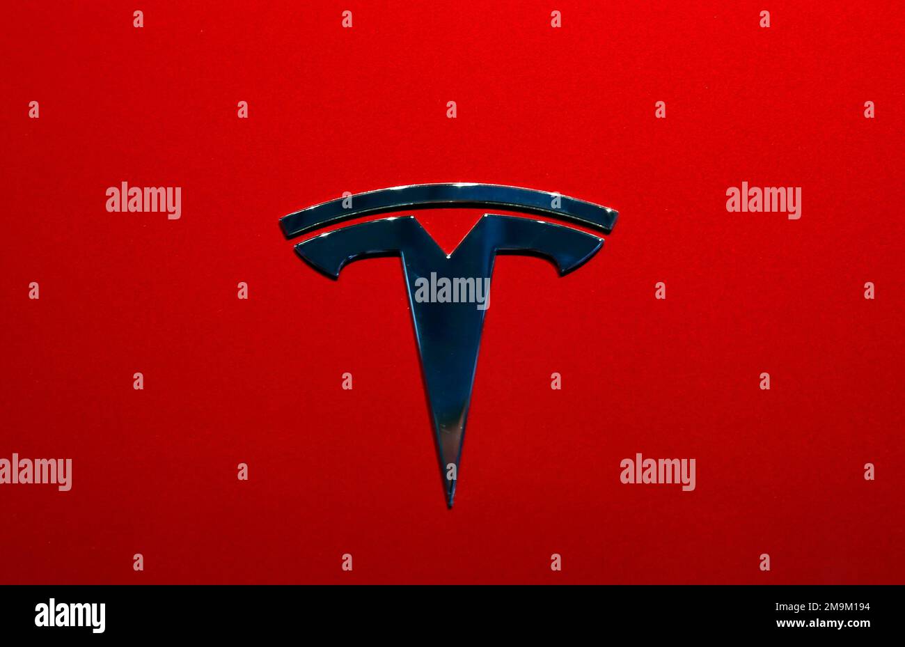 FILE- The logo of Tesla model 3 is seen at the Auto show on Oct. 3 ...