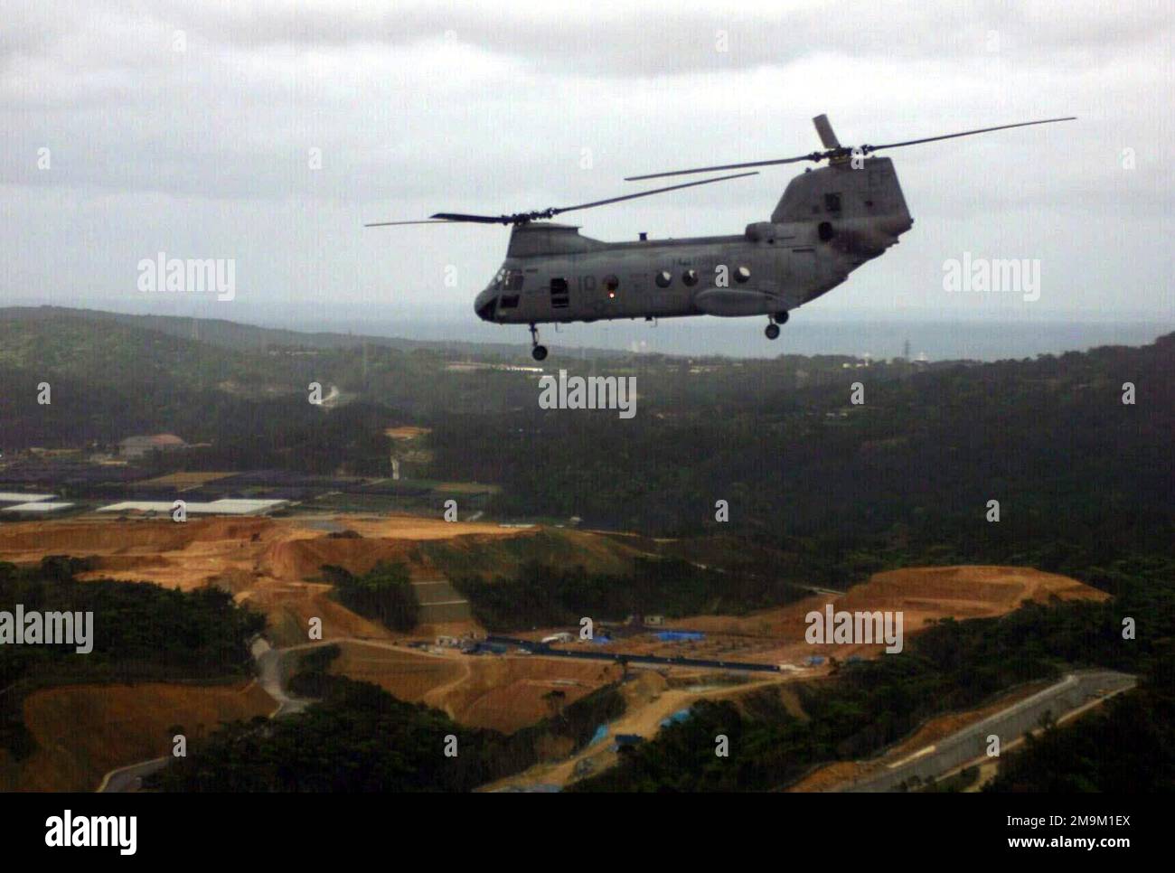 A US Marine Corps (USMC) CH-46 Sea Knight Helicopter assigned to Marine ...
