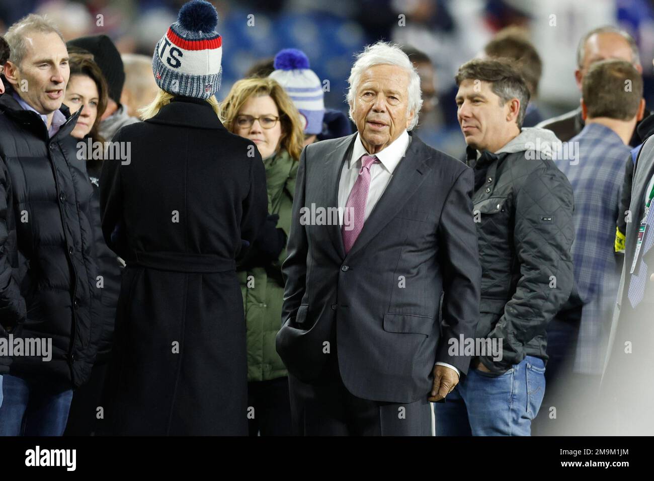 New England Patriots owner Robert Kraft on the field prior to an NFL ...
