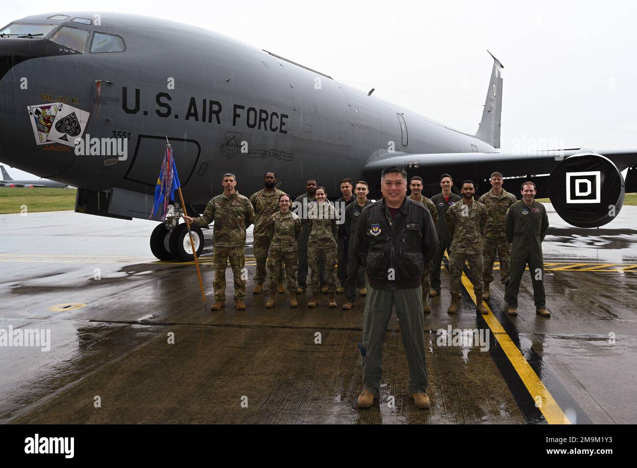 U.S. Air Force Col. Van Thai, 100th Operations Group commander, leads a ...