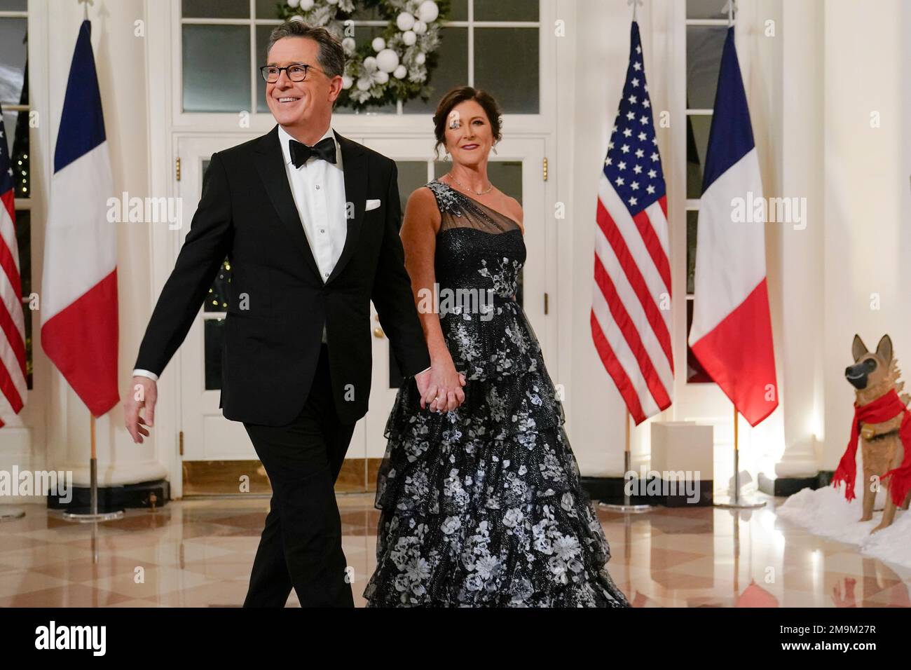 Late night talk show host Stephen Colbert and his wife Evelyn McGee ...