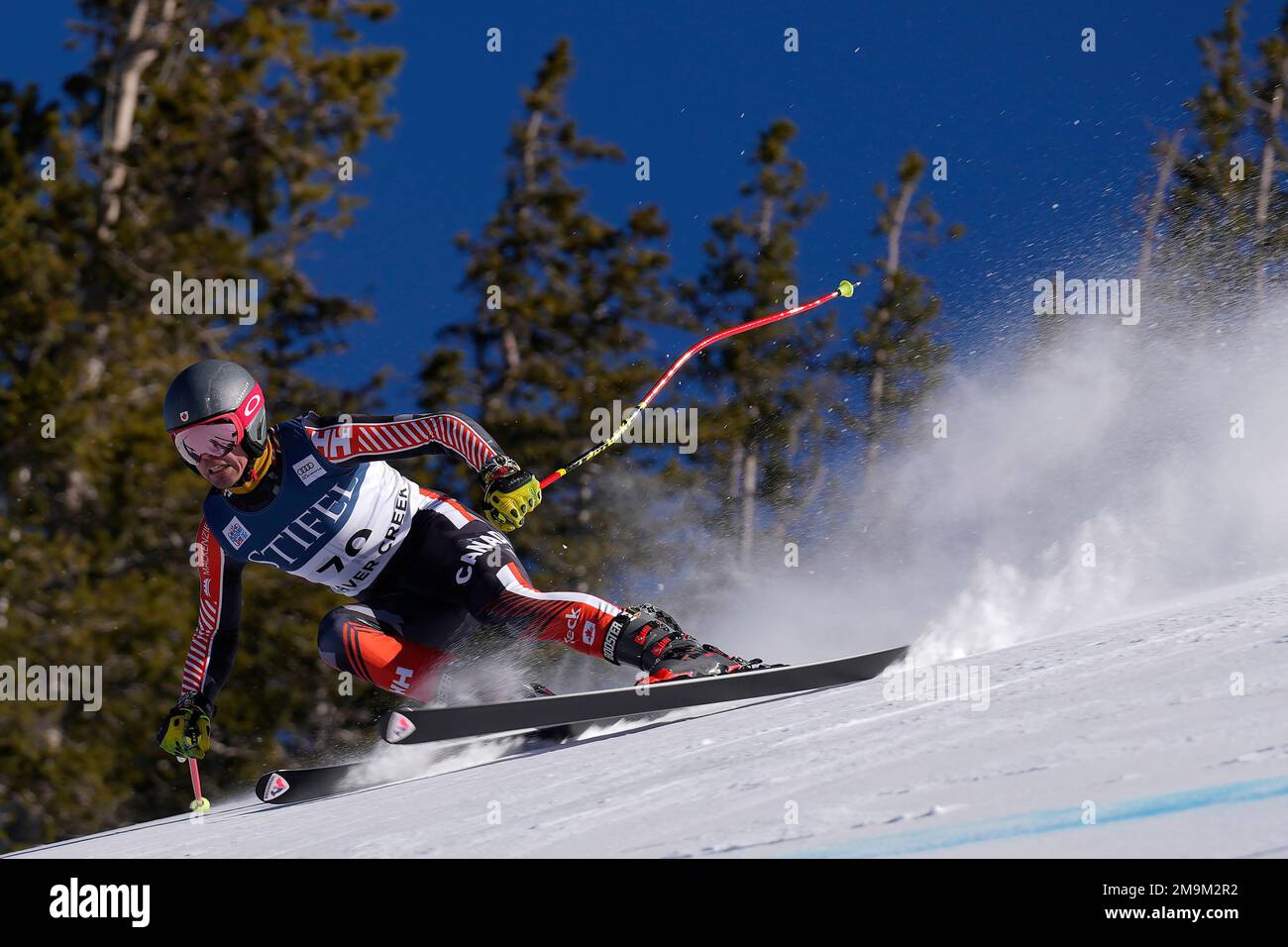 Canada's Sam Mulligan races during a men's World Cup downhill training ...