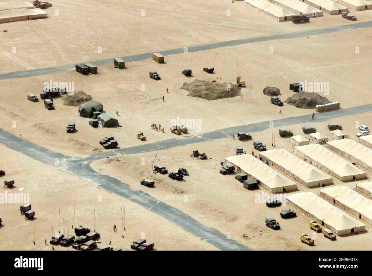 An aerial view of a Command Operation Center (COC) at an encampment in ...