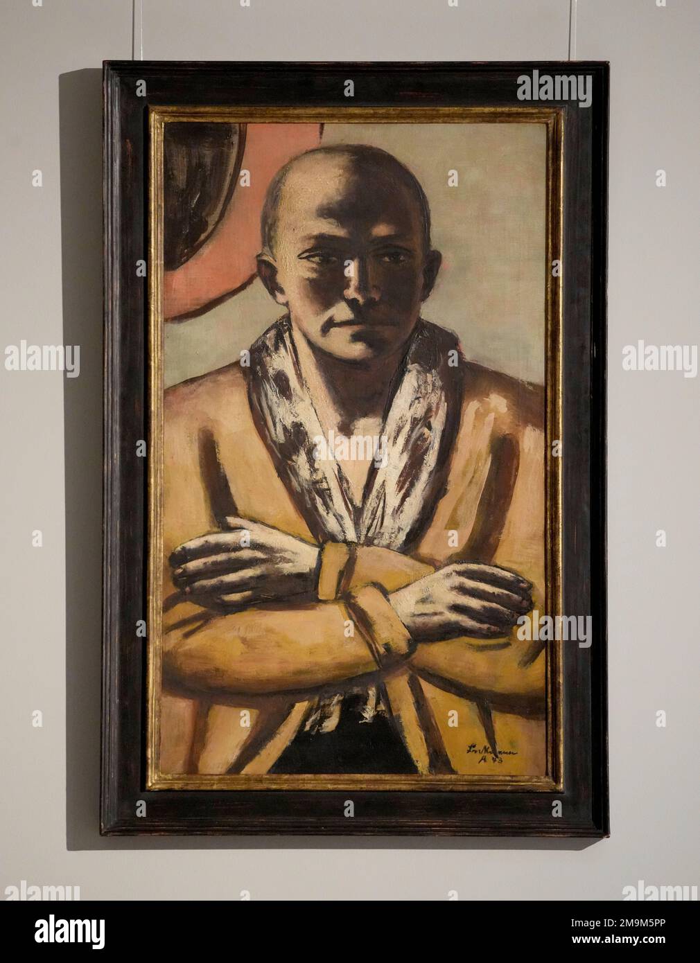 The painting 'Selbstbildnis gelb-rosa' (self-portrait yellow-rose ...