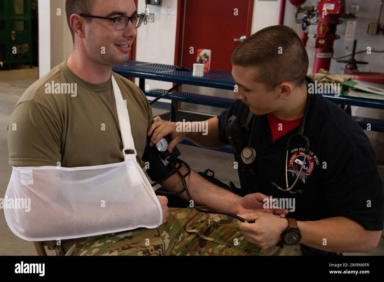 U.S. Air Force Senior Airman Jacob Parent, a firefighter with the 104th ...