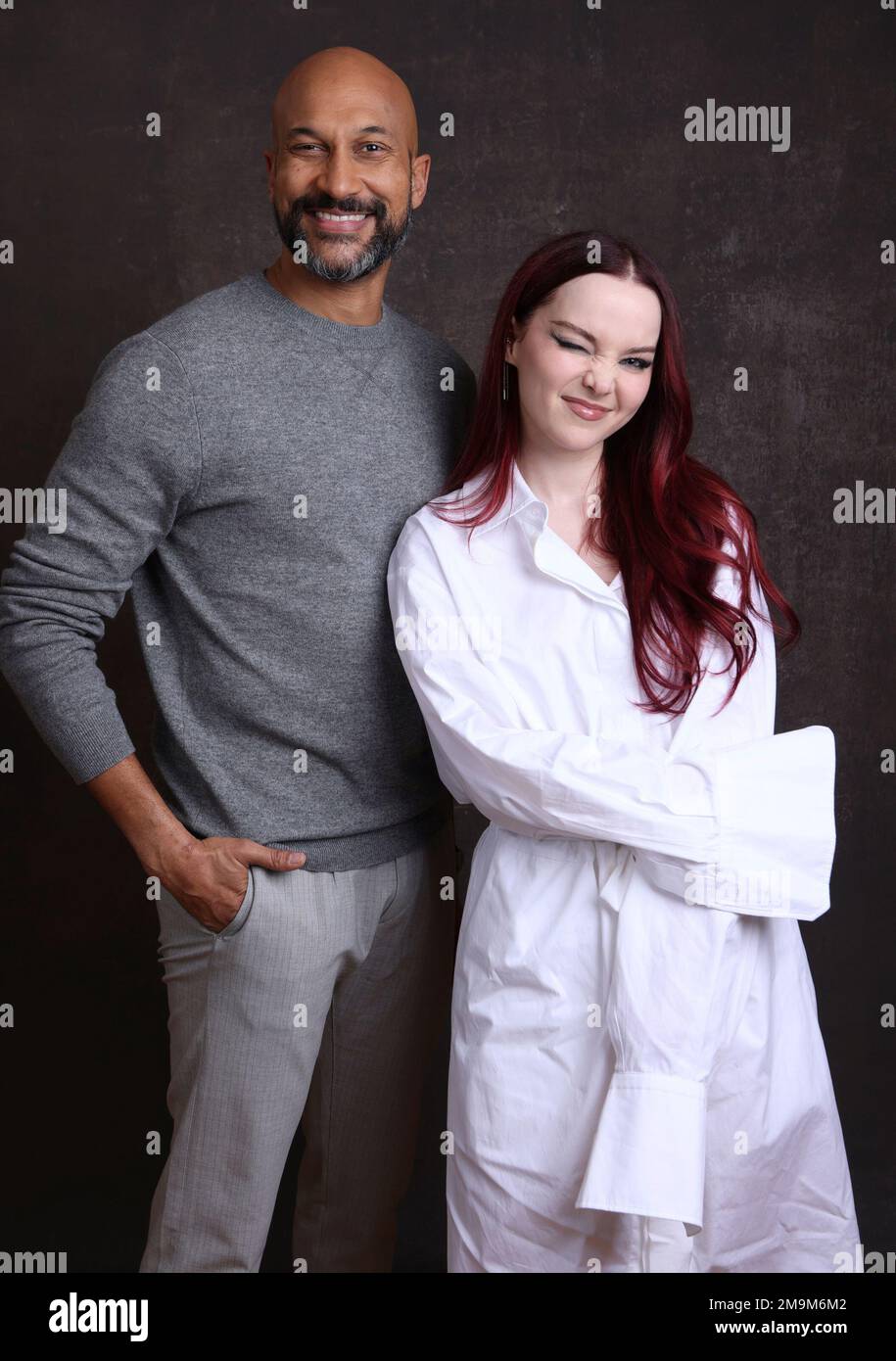 Keegan-Michael Key, left, and Dove Cameron, cast members in the Apple ...