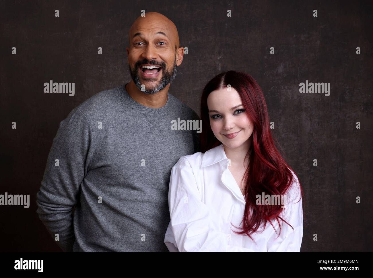 Keegan-Michael Key, left, and Dove Cameron, cast members in the Apple ...