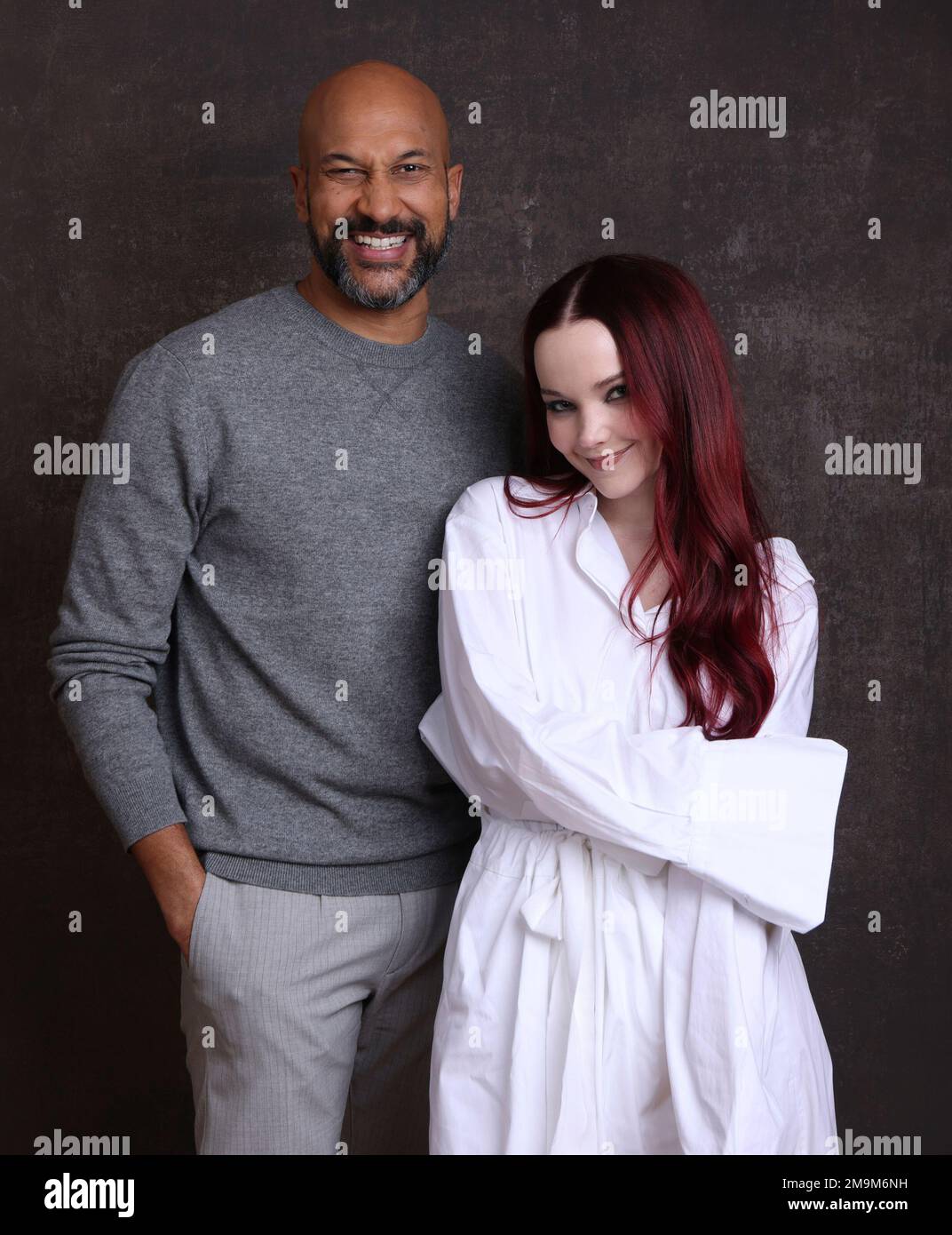 Keegan-Michael Key, left, and Dove Cameron, cast members in the Apple ...