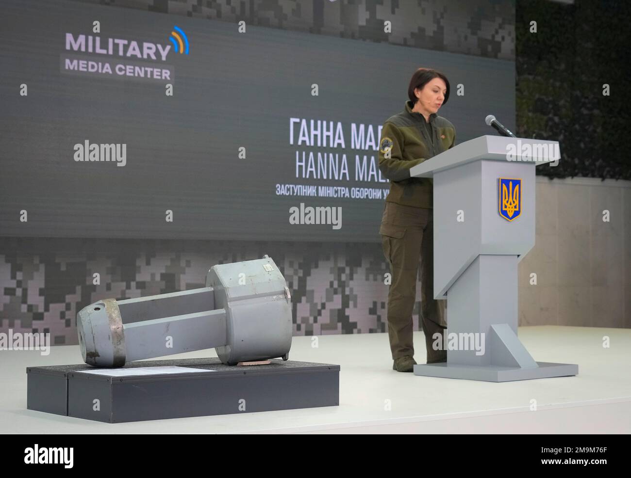 Ukrainian Deputy Defense Minister Hanna Malyar speaks at a press ...