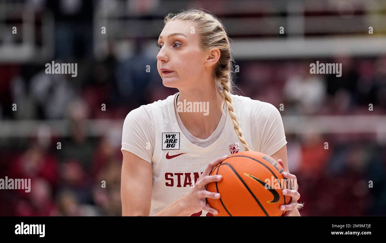 Stanford forward Cameron Brink during an NCAA college basketball game ...