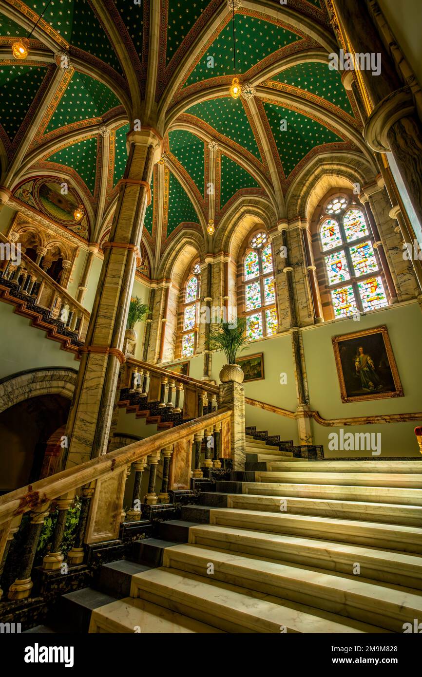Steps in castle, Mount Stuart, Rothesay, Isle of Bute, Scotland, United ...