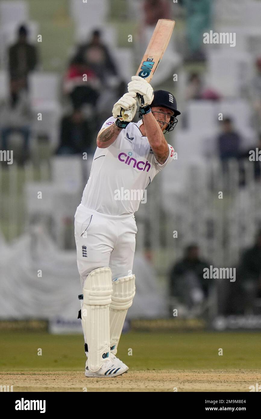 England's Ben Stokes bats during the first day of the first test ...