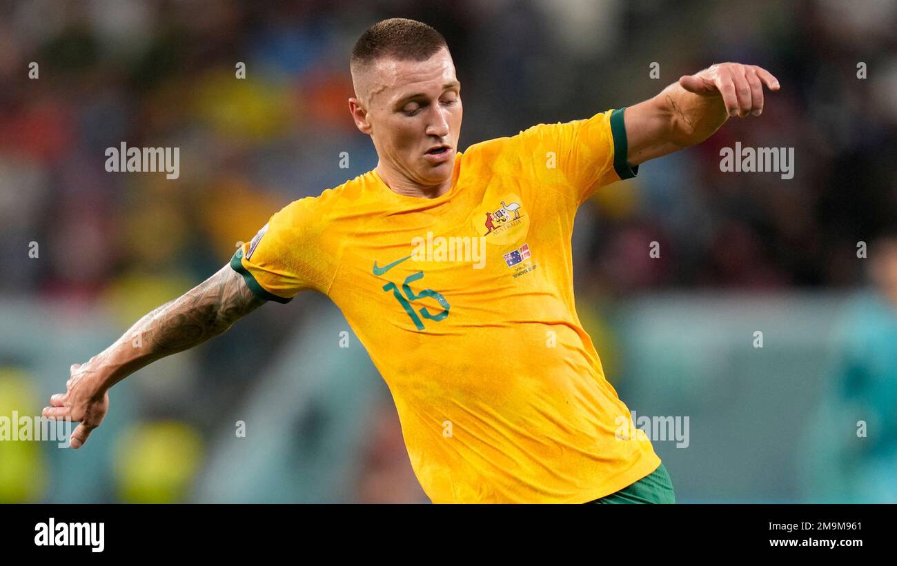 Australia's Mitchell Duke in action during the World Cup group D soccer ...