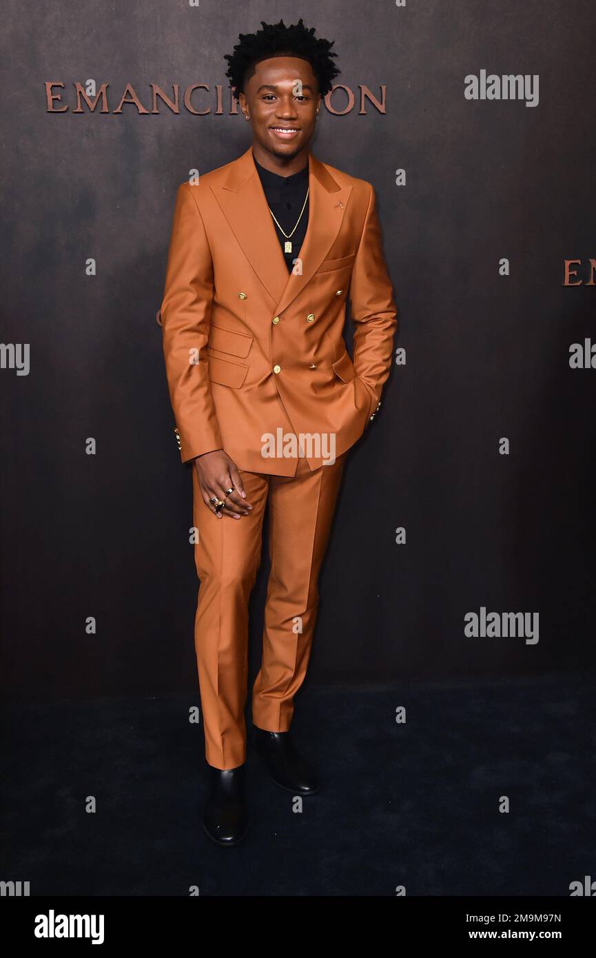 Jabbar Lewis arrives at the premiere of "Emancipation," Wednesday, Nov ...