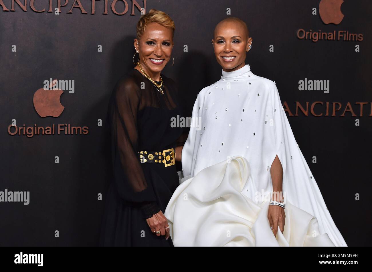 Adrienne Banfield-Norris, left, and Jada Pinkett Smith arrive at the premiere of "Emancipation ...