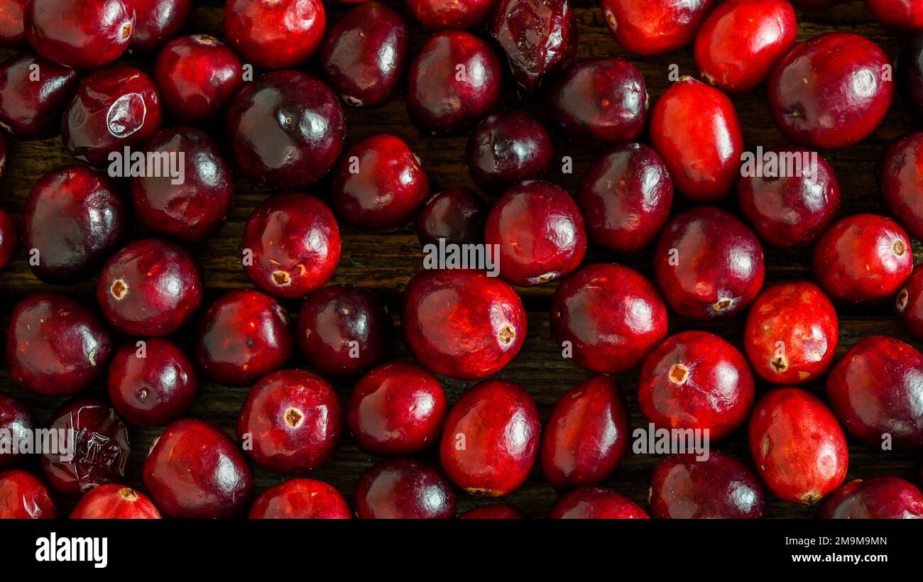 Cranberry background on rustic wooden background with text space Stock ...