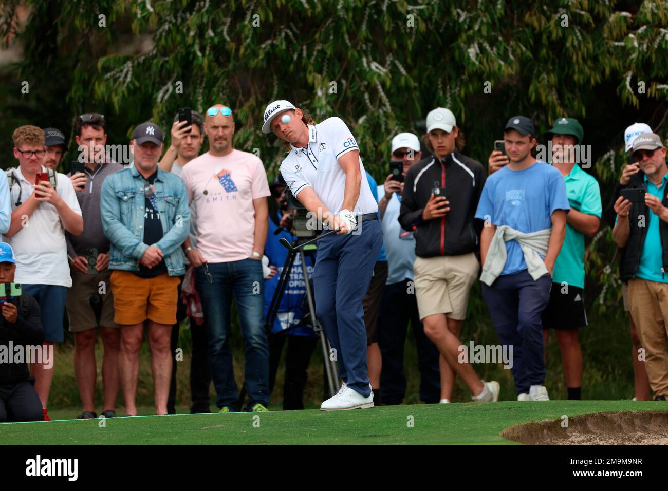 Australia's Cameron Smith plays a chip shot onto the green on the 17th ...
