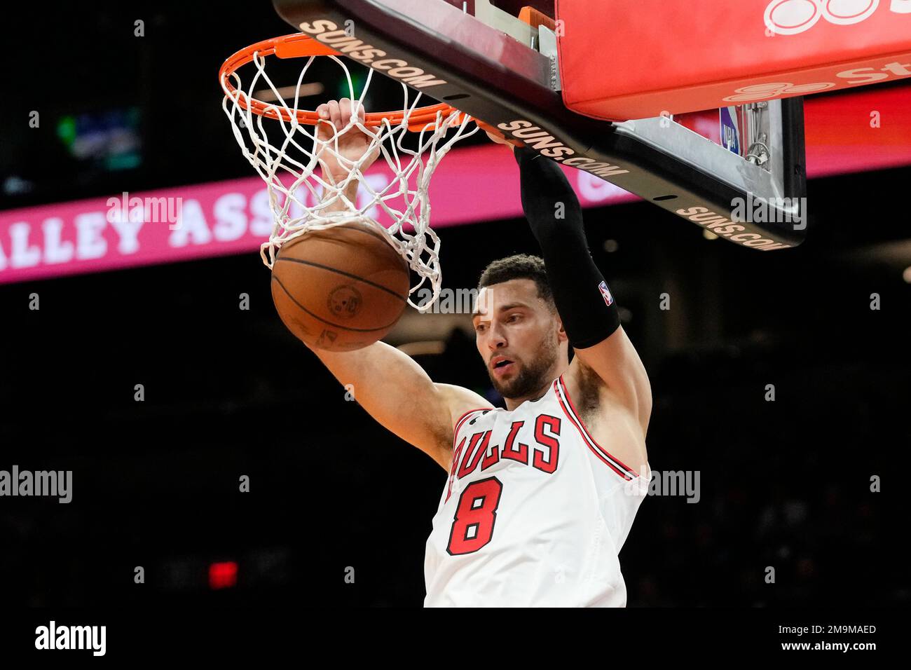 Chicago Bulls guard Zach LaVine dunks against the Phoenix Suns during ...