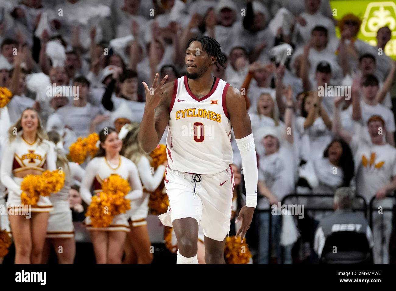 Iowa State forward Tre King celebrates after making a 3-point basket ...